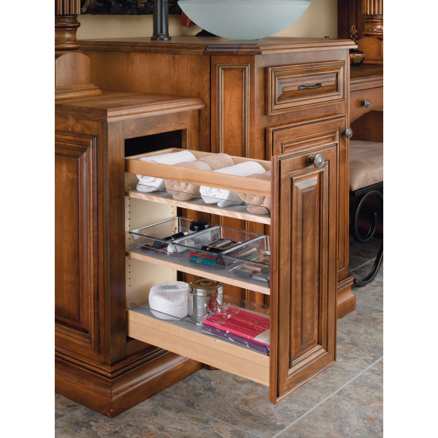 Wood Vanity Pull Out Organizer With Soft Close, 25.56" - Traditional ...