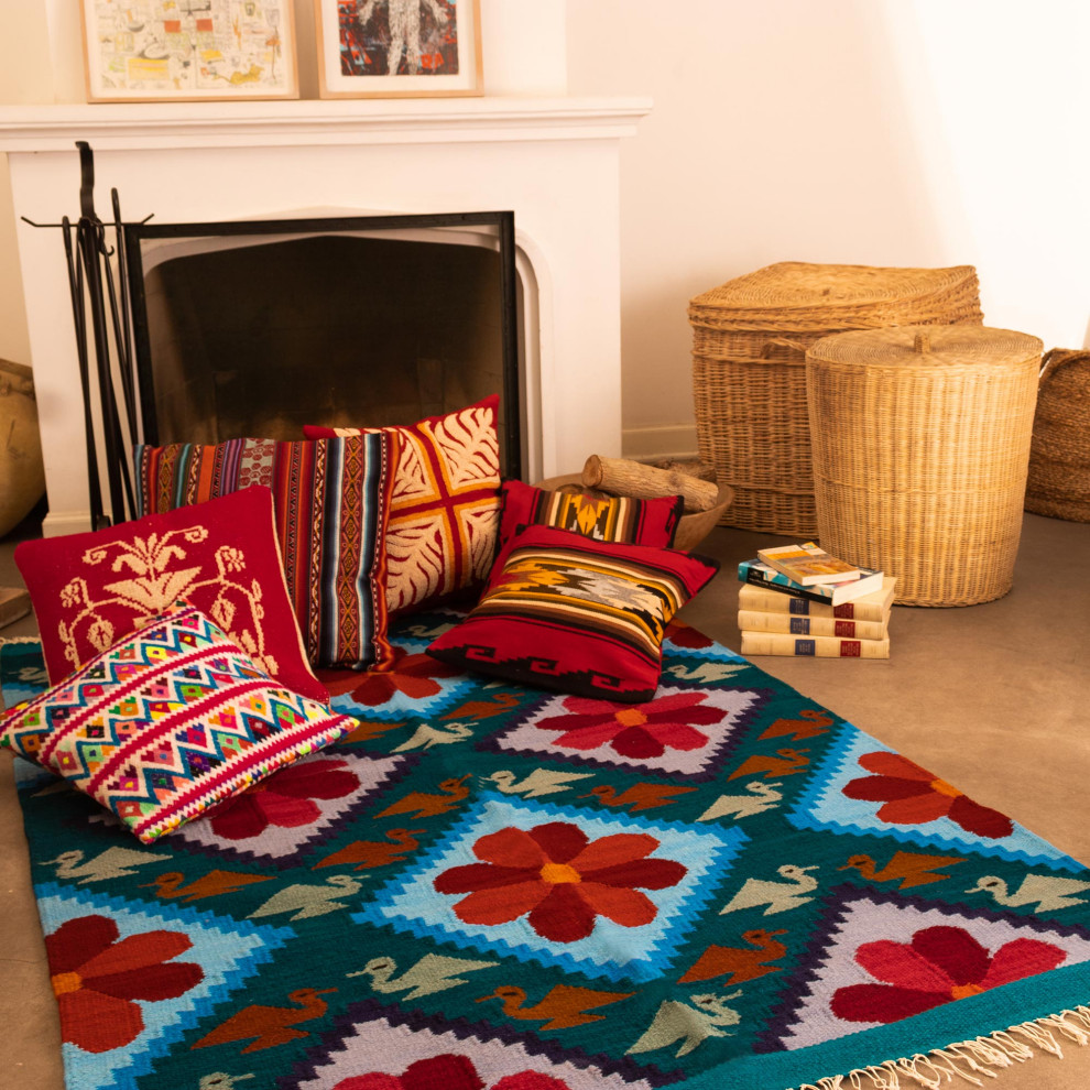 Novica Handmade Flower Of Peace Wool Rug (4X5.5) - Contemporary - Area ...