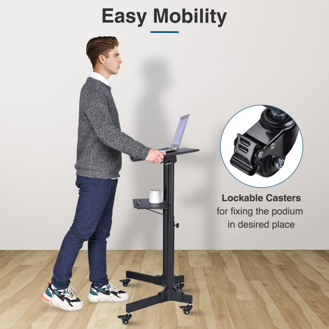Yescom Portable Rolling Podium Mobile Standing Laptop Desk Presentation ...
