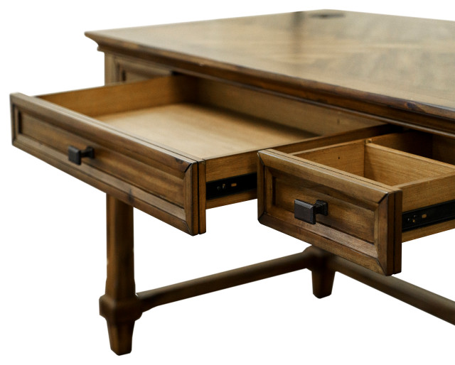 Traditional Wood Writing Desk Office Desk Storage Table Brown ...