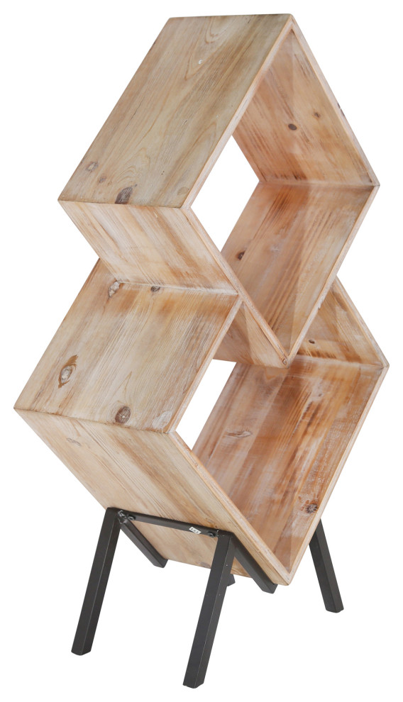 Wood 33.75" 2 Tier Wood Magazine Rack, Brown - Industrial - Magazine ...