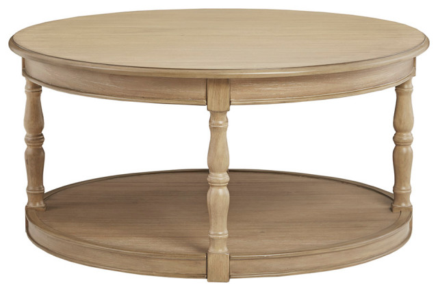 Martha Stewart Farmhouse Round Coffee Table With Castered Legs ...