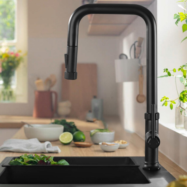 Modern Kitchen Faucet, Swiveling Design & Unique Hexagonal Handle ...