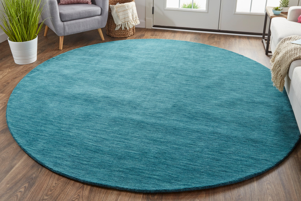 Feizy 8049FTEL Luna Hand Woven Teal / Teal Area Rugs, 10' x 10' Round ...