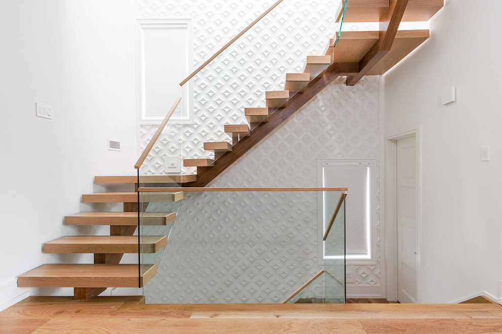 Contemporary Staircase - Steel and wood - how to wrap the stairs in wo