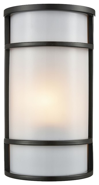 Bella 1-Light Outdoor Wall Sconce, Oil Rubbed Bronze, White Acrylic ...