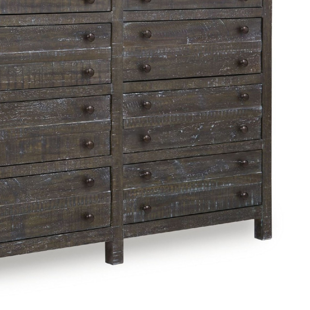 Benzara BM273621 60" 8 Drawer Dresser, Rough Hewn Texture, Rustic Brown ...