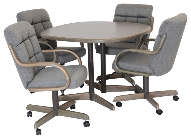 5-Piece 42x42 Caster Dining Set Laminate Table Top & Smoke Caster ...