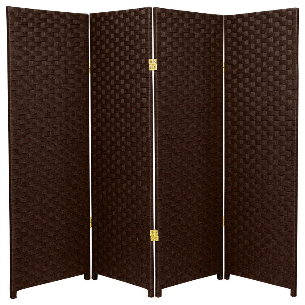 4' Tall Woven Fiber Room Divider, PARENT, 4 Panels - Tropical - Screens ...