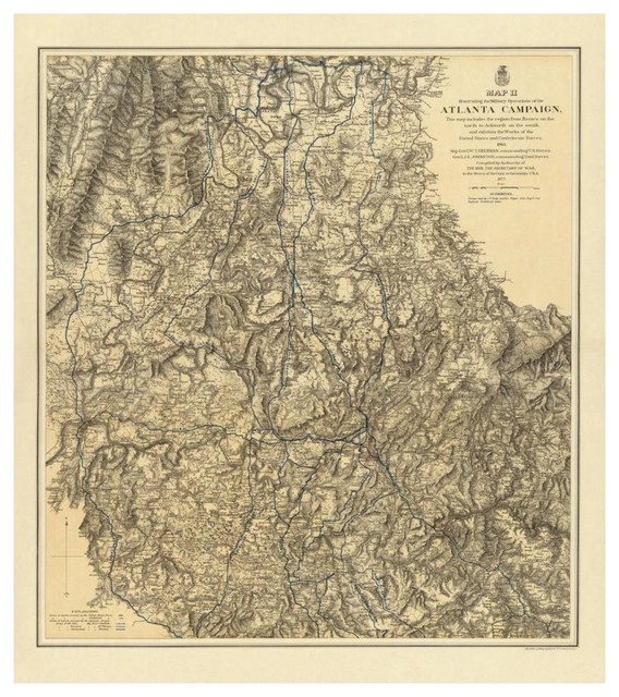 "Civil War Military Operations of the Atlanta Campaign, 1877" Paper Art ...