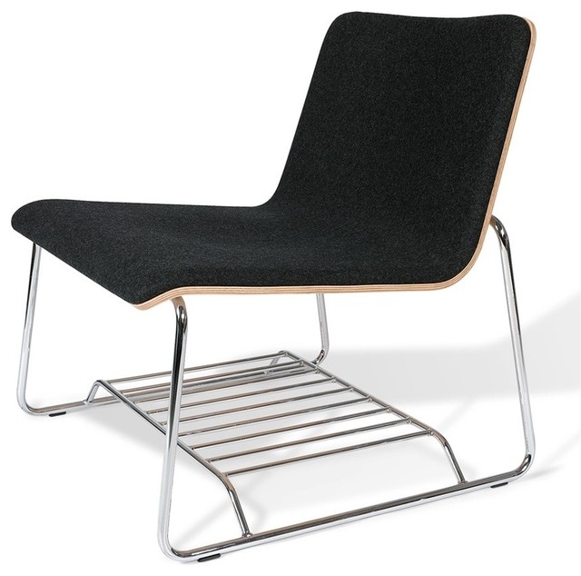 Offi Perch Lounge, Wool, Dark Gray on Birch Leather Seating, PERCH-GRAY ...