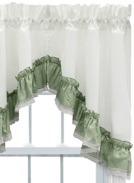 Madelyn 82" x 38" Ruffled Victorian Swag - Contemporary - Valances - by ...