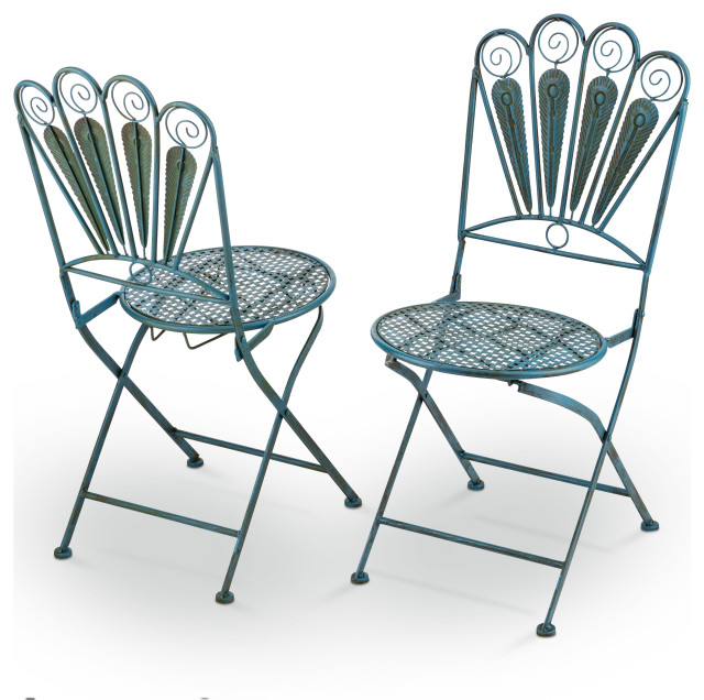Alpine Peacock Feather Bistro Set with Table and Two Chairs, 30 ...