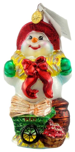 Christopher Radko Farmer Frost Glass Ornament Christmas Farm Snowman, 5 ...