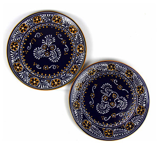 Encantada Handmade Dinner Plates, Set of 2, Blue - Mediterranean ...