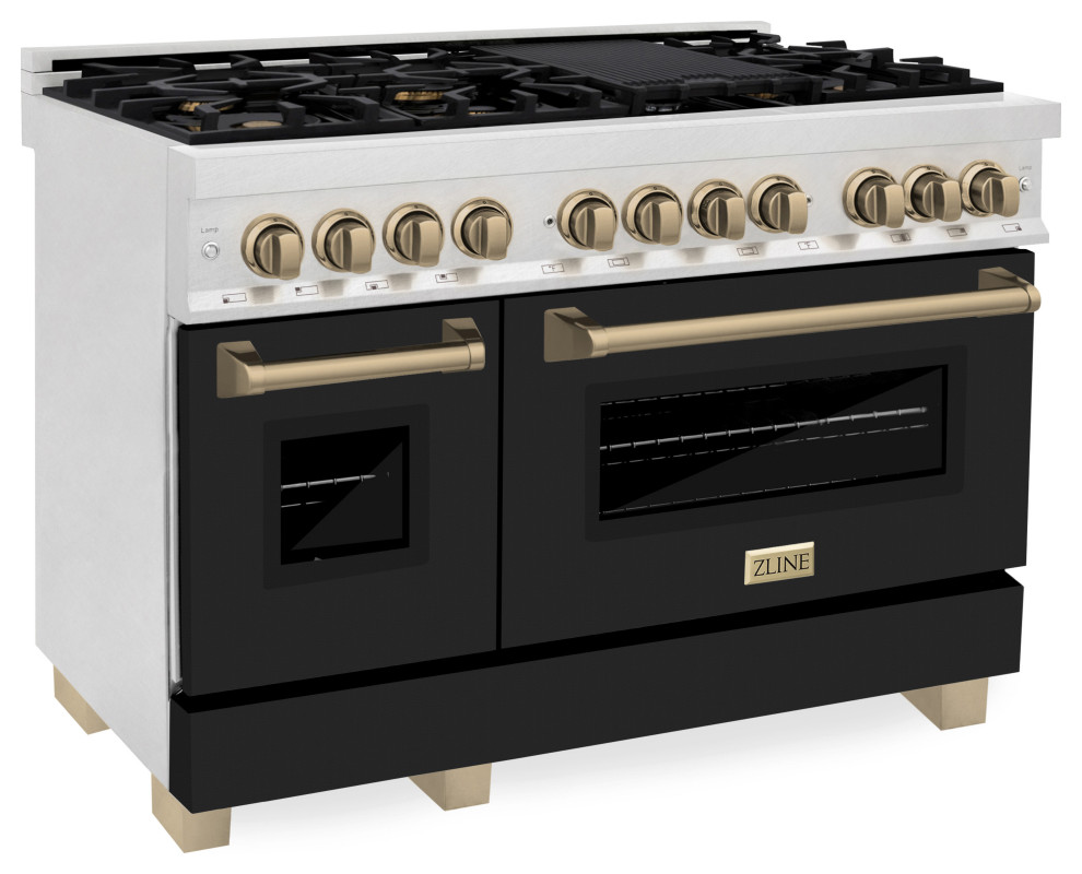 ZLINE Dual Fuel Range, DuraSnow Stainless Steel, RASZ-BLM-48-CB ...