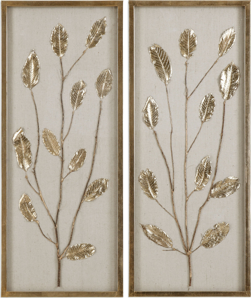 Uttermost Branching Out Gold Leaf Panels Set/2 - Contemporary - Wall ...