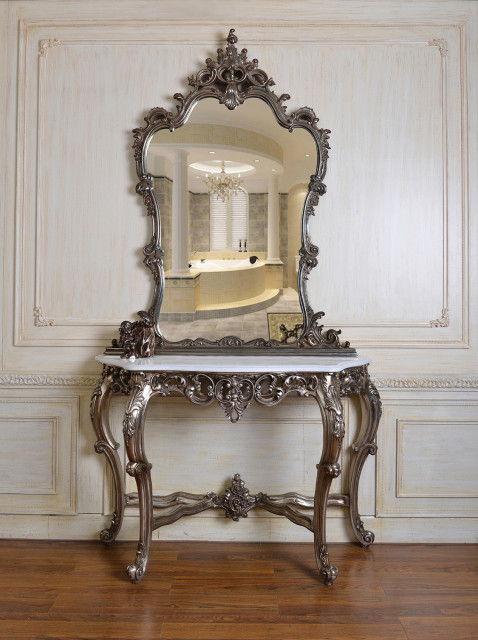 Rosia 53" White Marble Console Table - Victorian - Console Tables - by ...