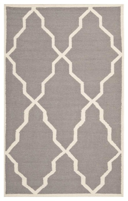 Safavieh Dhurries Dhu567A Gray, Ivory Area Rug, 4'0" x 6'0 ...
