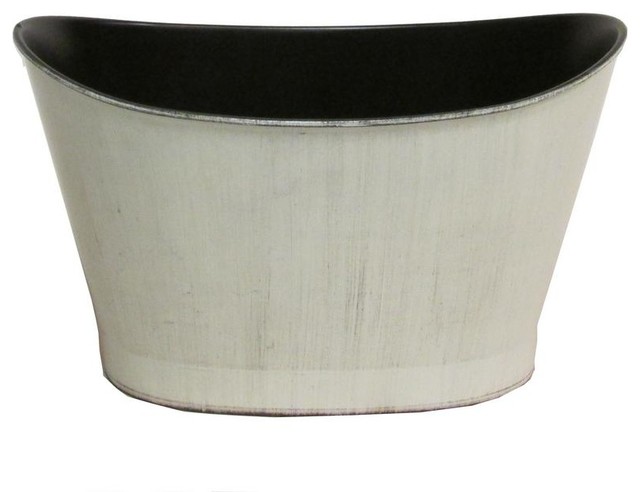 Hand Painted Boat Shape Plastic Pot Planter - Farmhouse - Outdoor Pots ...