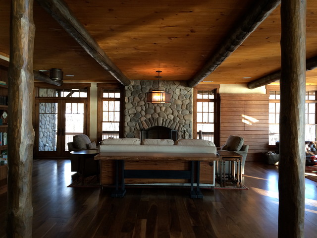 Rustic Adirondack Style Lake House - Rustic - Living Room - New York ...