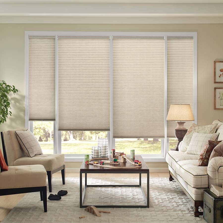 Honeycomb / Cellular Shades - 3/8" Double Cell Designer Shades - Living ...