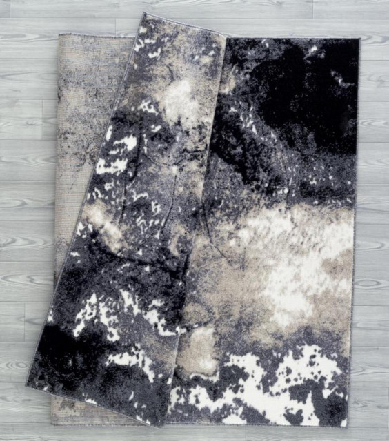 Sofia Collection Polypropylene Black And Gray 7' X 10' Area Rugs ...