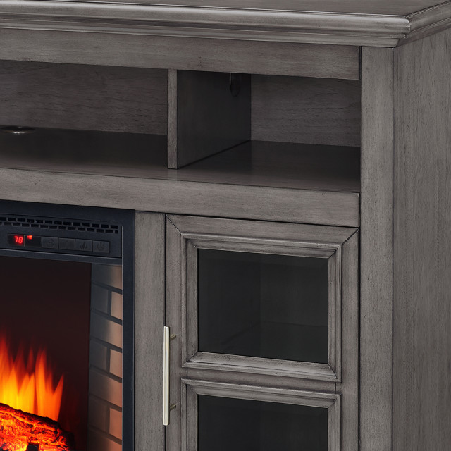 Muskoka Glendale 58" Media Electric Fireplace, Dark Weathered Gray ...