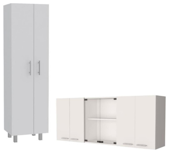 Home Square 2-Piece Set with Wall Cabinet and Modern Storage Cabinet ...