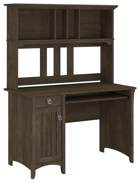 48” Traditional Computer Desk with Hutch, Keyboard Tray, and Ample ...