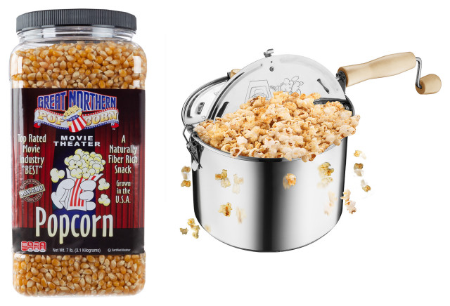 Stove Top Popcorn Maker 6.5-Quart Popper With Hand Crank and 7lbs ...