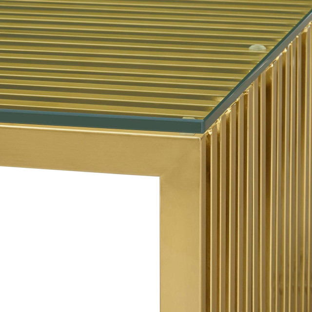 Gridiron Stainless Steel Dining Table, Gold - Contemporary - Dining ...