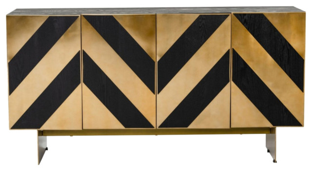 Modrest Perret Glam Black Ash and Brushed Brass Modern Buffet ...