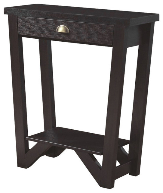 Transitional Style Angled Wooden Console Table, Brown - Transitional ...