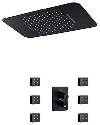 Led 20*14" Remote Controlled Rainfall Shower System & 6 Body Jets ...