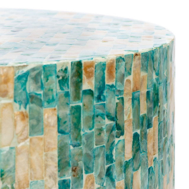 Victoria Round Accent Table Blue/Gold - Contemporary - Side Tables And ...