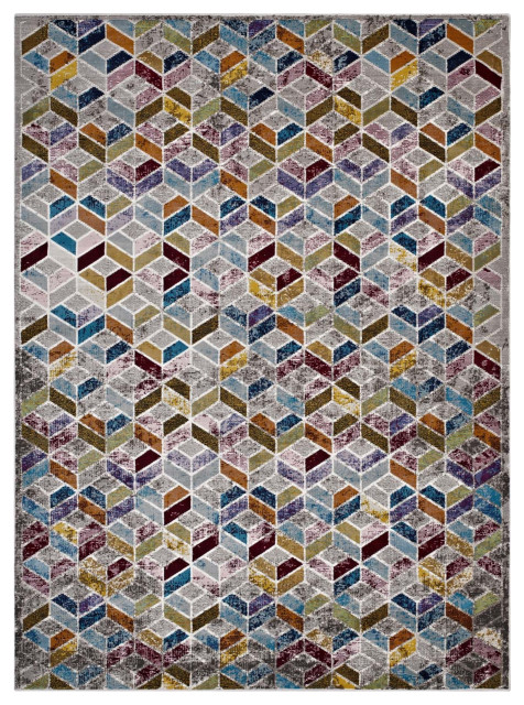 Laleh Geometric Mosaic Area Rug - Modern Design Durable Polypropylene ...