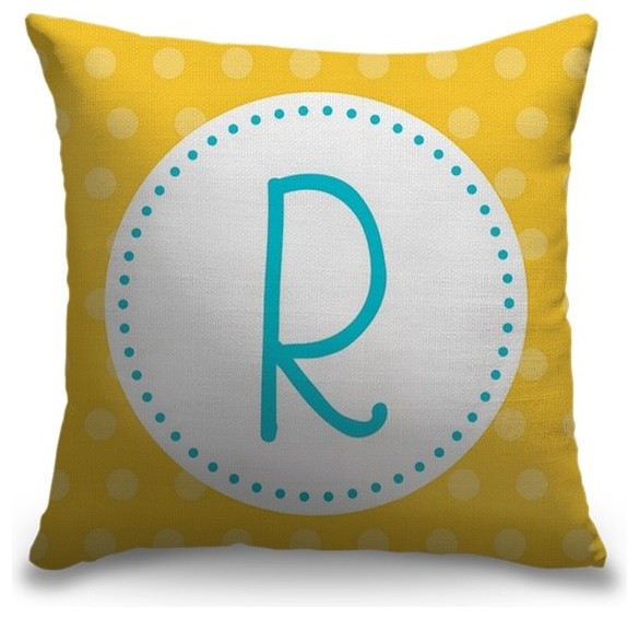 "Letter R - Dot Circle" Outdoor Pillow, 20" x 20" - Contemporary ...
