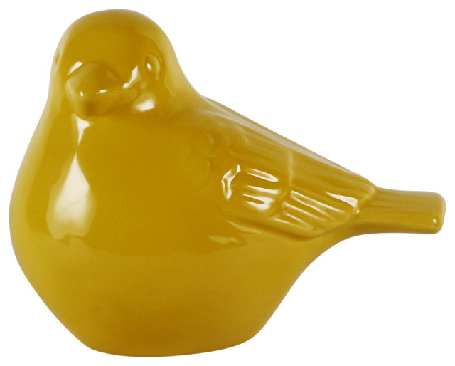 Ceramic 8" Bird Figurine, Yellow - Contemporary - Decorative Objects ...