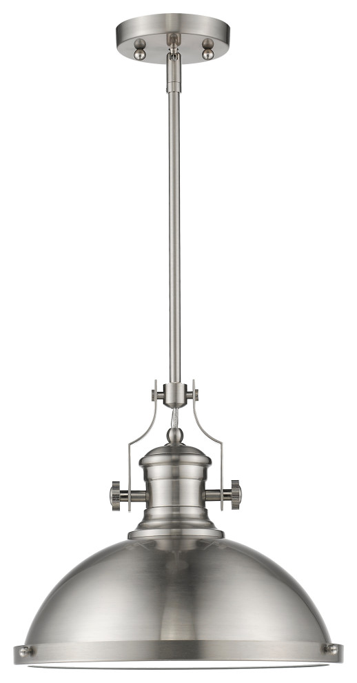 Alix 1-Light Large Metal Shade Pendant, Brushed Nickel - Traditional ...