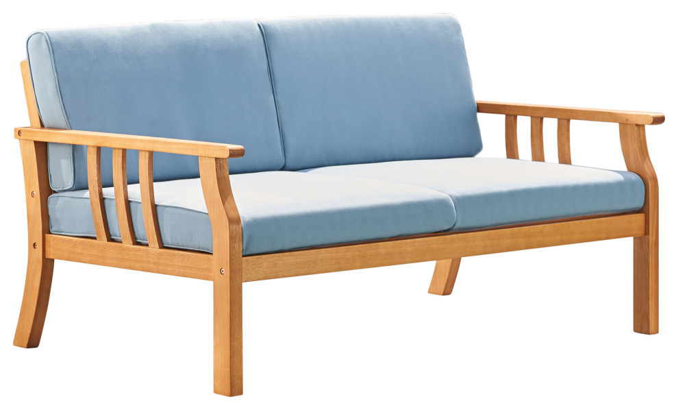 Kapalua Honey Nautical Eucalyptus Wooden Outdoor Sofa Bench With ...
