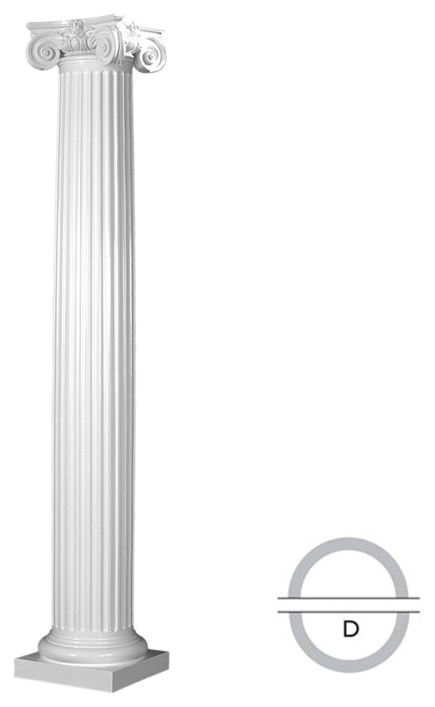 Endura-Stone Tapered Fluted Column, Smooth Paint-Grade, Tuscan Base, 8 ...