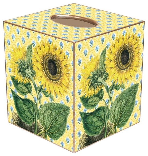 TB397-Sunflower on Yellow Provencial Tissue Box Cover - Farmhouse ...