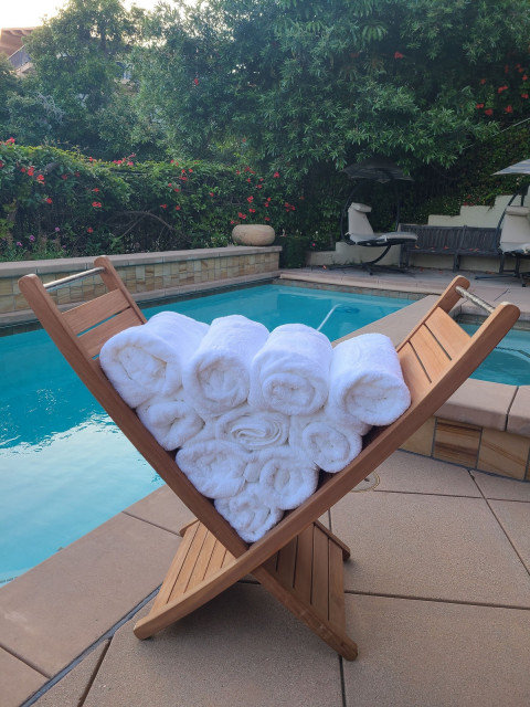 Teak Towel Holder / Rack Spa Bathroom Pool - Large - Transitional ...