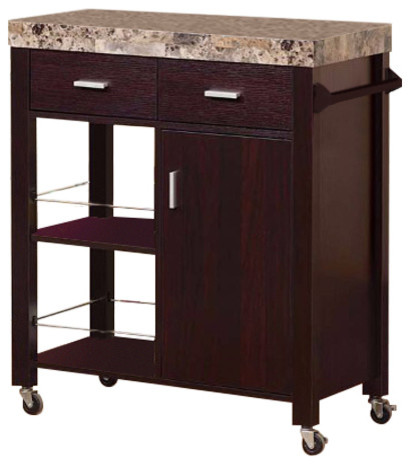 Contemporary Style Kitchen Cart With Faux Marble Top. - Transitional ...