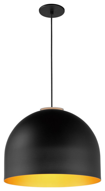 Foster 1-Light LED Pendant in Black with Gold, 15.750 - Modern ...