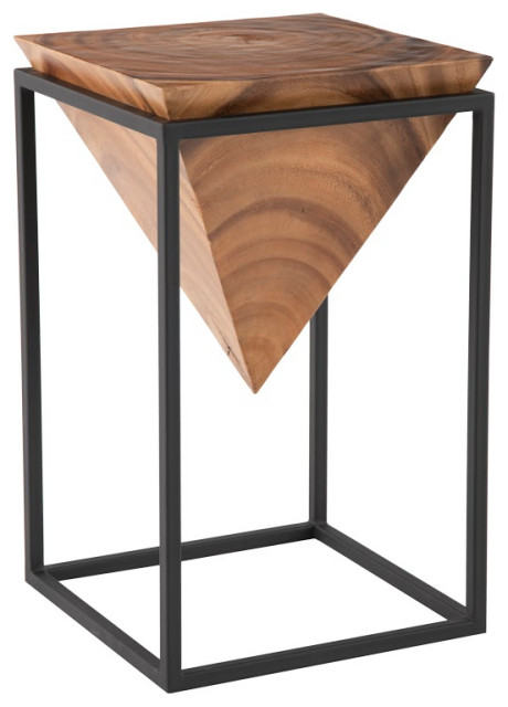 Inverted Pyramid Side Table, Natural, Large - Industrial - Side Tables ...
