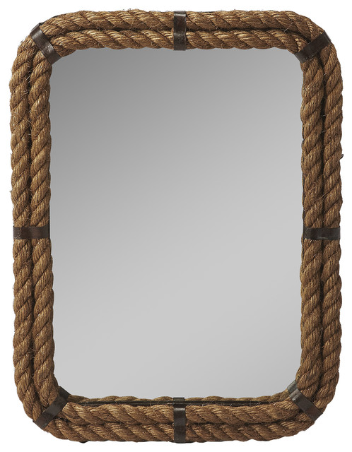 Darby Rectangular Rope Wall Mirror - Beach Style - Bathroom Mirrors ...