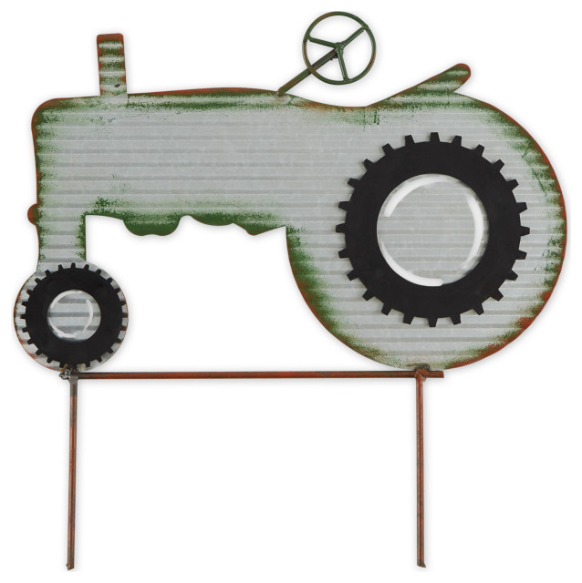 Tractor Garden Stake - Garden Statues And Yard Art - by VirVentures | Houzz