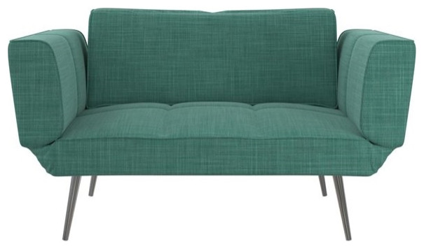 Home Square 2 Piece Upholstered Futon Set with Magazine Storage in Teal ...